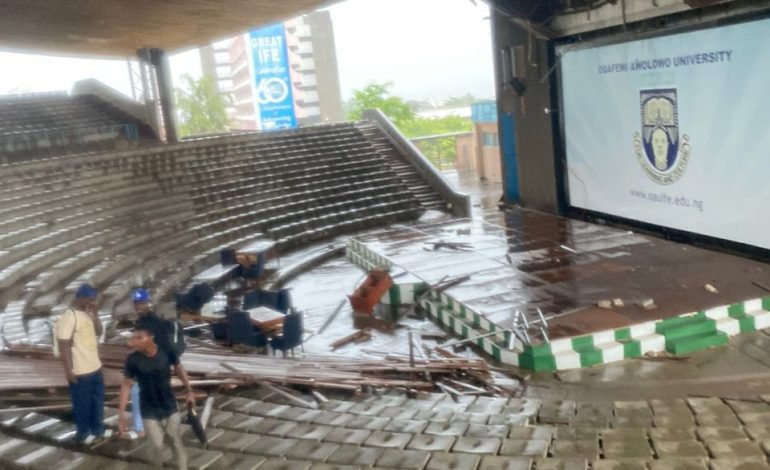 Students Injured As OAU Iconic Amphitheater Roof Collapses - Beyond ...